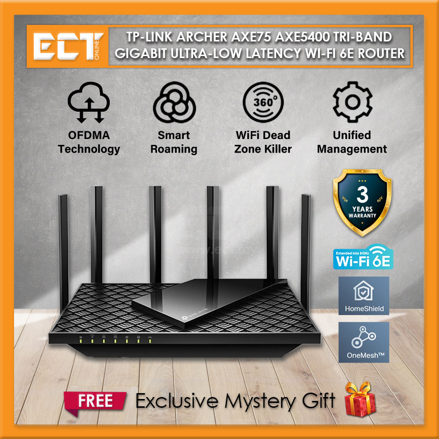 TP-Link Archer AXE75 AXE5400 Tri-Band Gigabit Ultra-Low Latency Wi-Fi ...