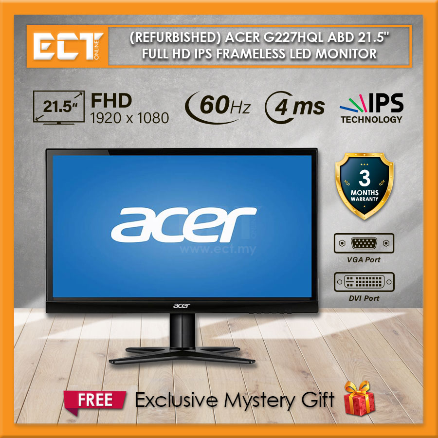 (Refurbished) Acer G227HQL ABD 21.5" Full HD IPS Frameless LED Monitor